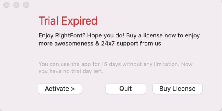 RightFontで急にエラーメッセージ「Trial Expired（使用期限切れ）」 | つぶやきの森